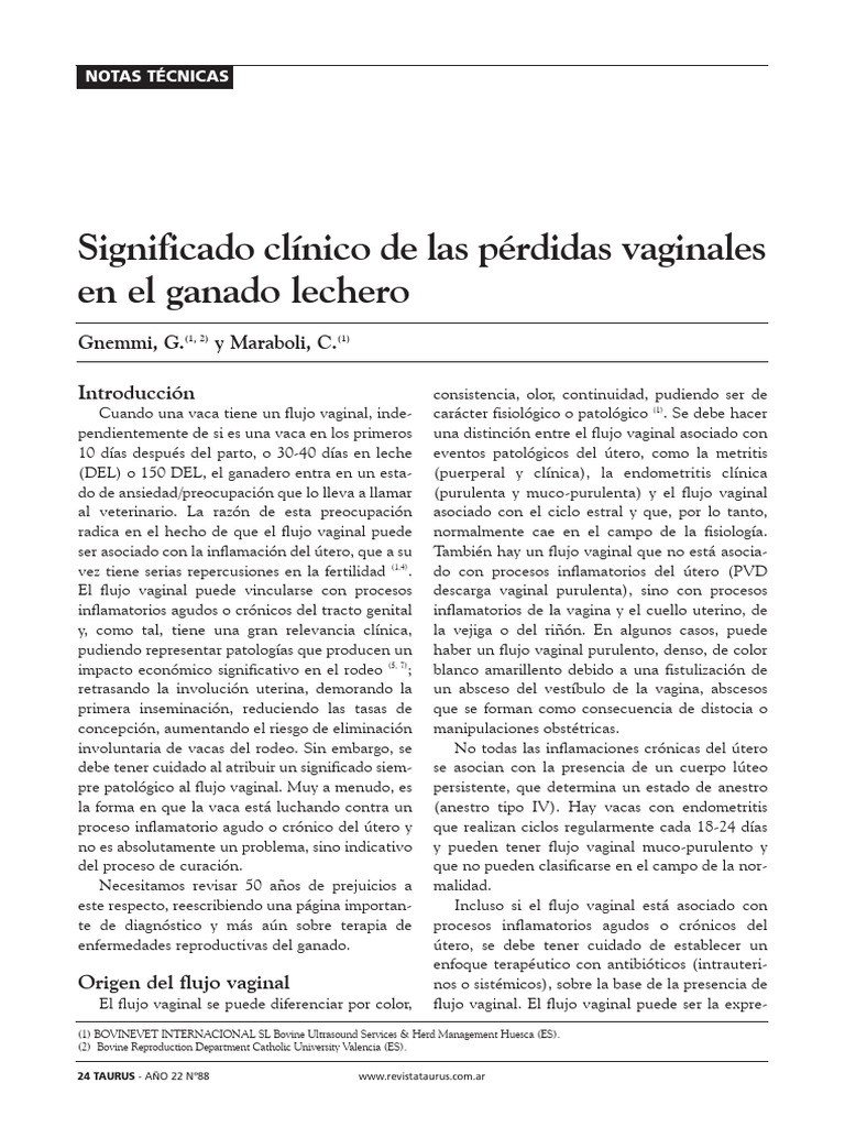 Significado Clínico de Las Pérdidas Vaginales en El Ganado Lechero | PDF | Vagina ...