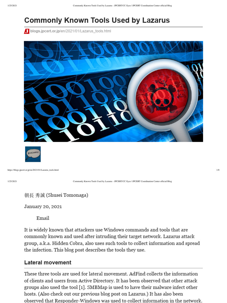 Commonly Known Tools Used by Lazarus | PDF | Malware | Cyberspace