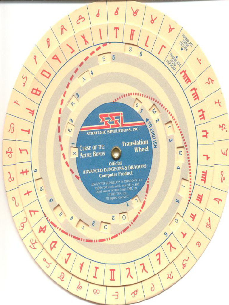 Curse of The Azure Bonds (Code Wheel - 1989) | PDF