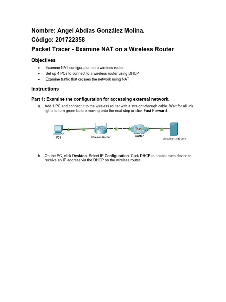NAT AngelGonzalez | PDF | Ip Address | Router (Computing)