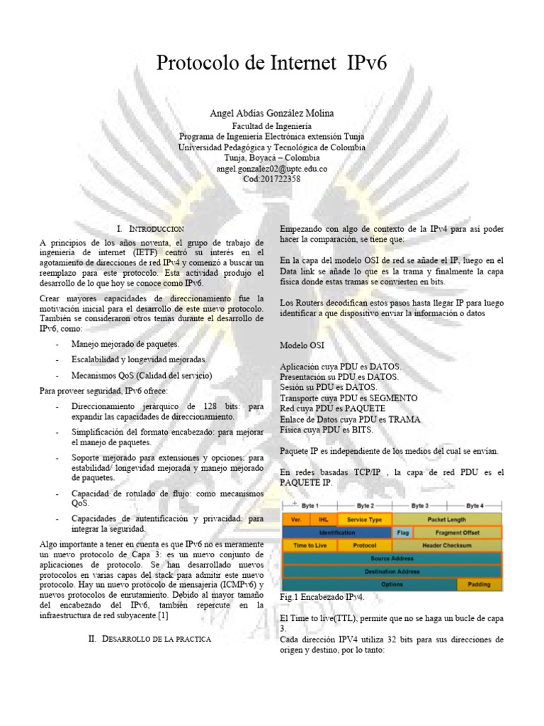 Protocolo IPV6 AbdiasGonzalez | PDF | Dirección IP | Yo Pv6