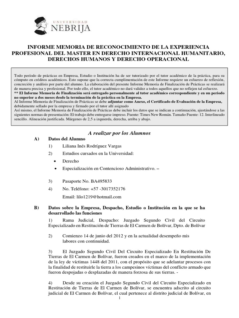 Memoria para El Reconocimiento de La Experiencia Profesional | PDF | Experiencia | Violación