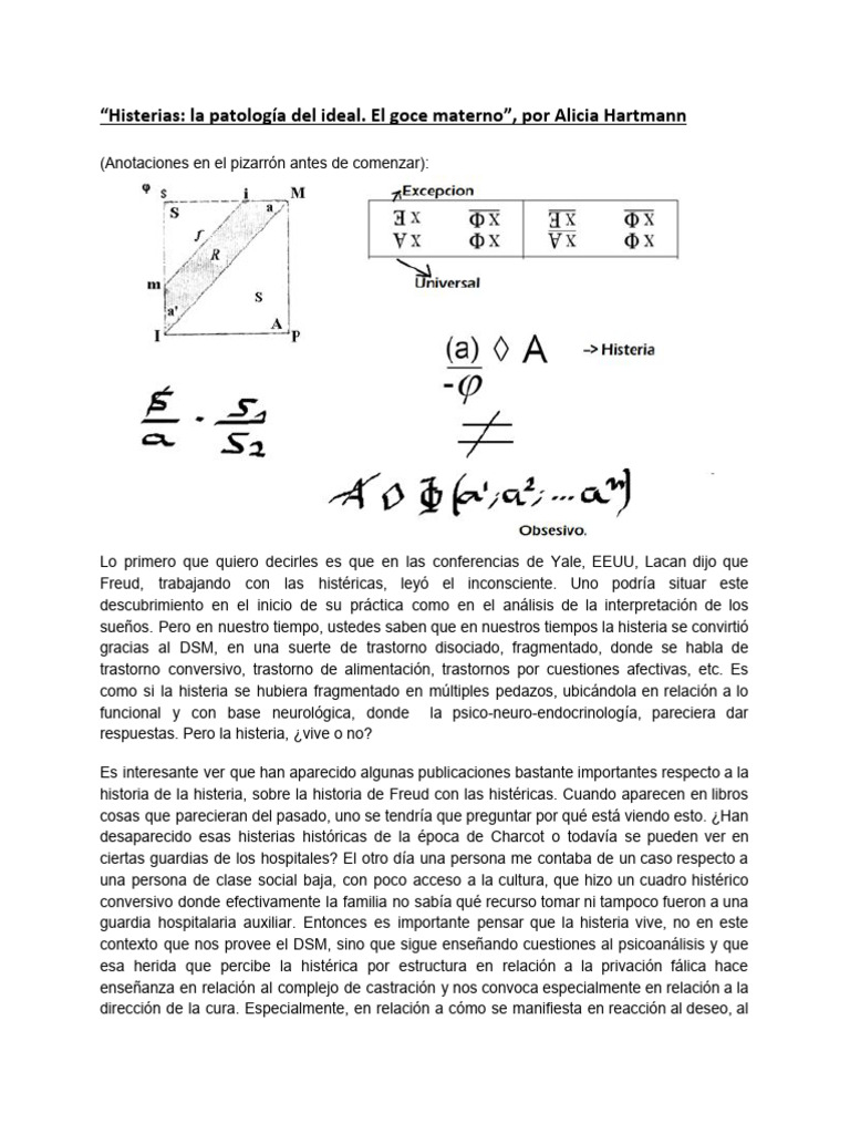 Conferencia 7 - Clinica de La Histeria - Alicia Hartman | PDF | Jacques ...