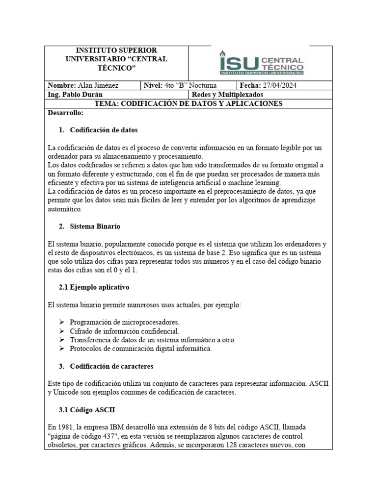Jimenez Alan #S1.2 Aut2 | PDF | Compresión de datos | Ascii