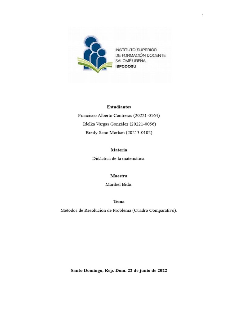 Métodos De Resolución De Problema Cuadro Comparativo Descargar 3633