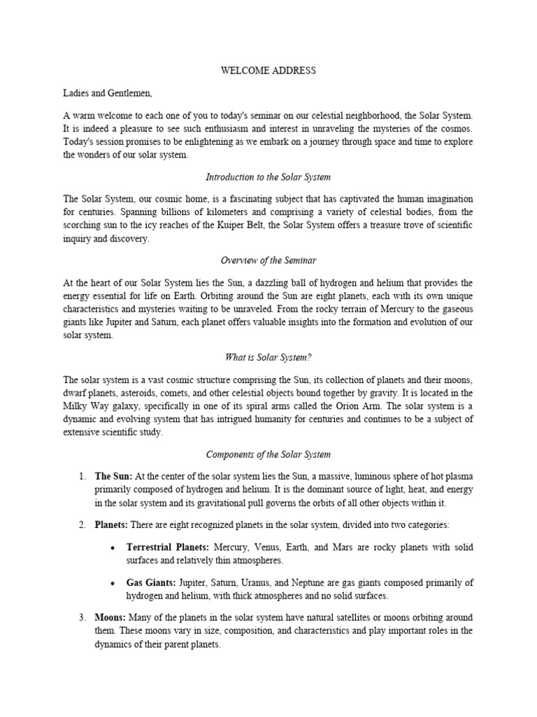 Solar System Seminar | PDF | Solar System | Planets