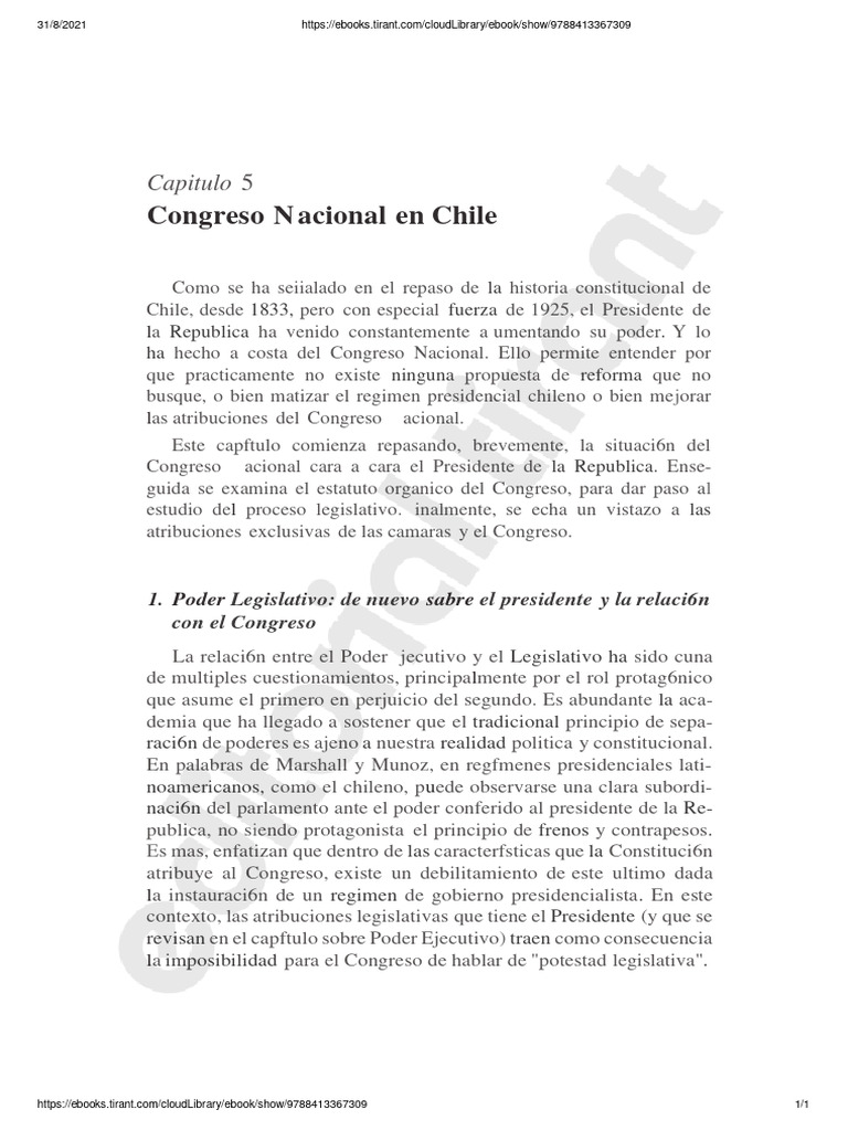 Poder presidencial vs Congreso Chile | PDF | Legislador | Ley constitucional