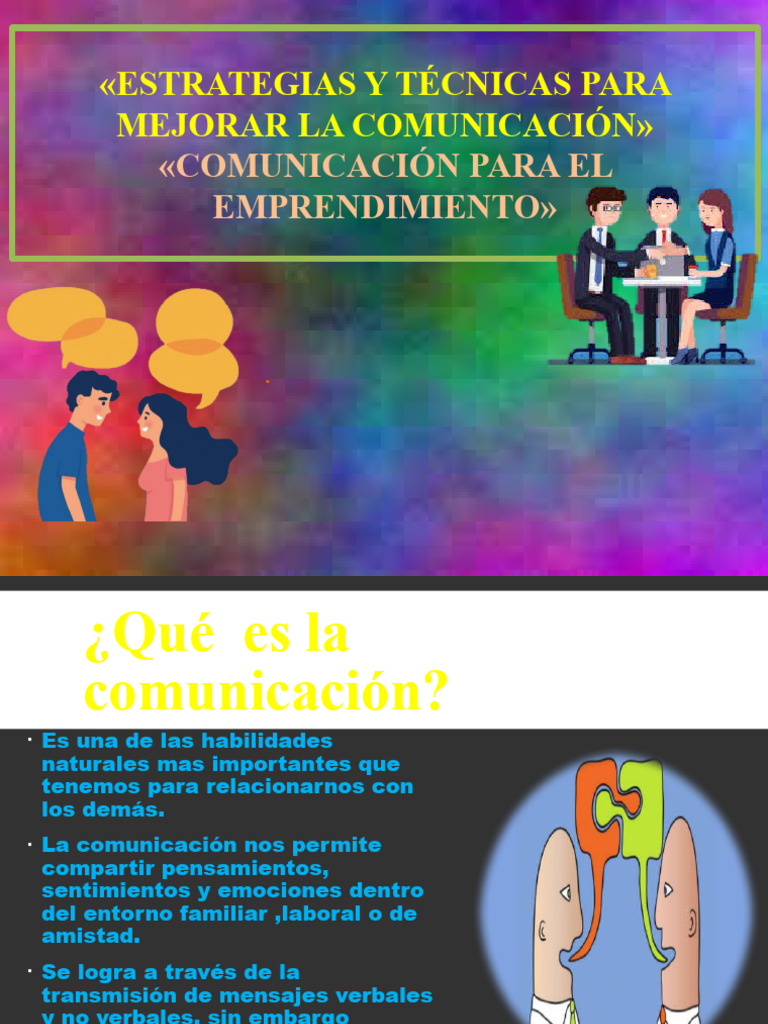 Diapo Estrat. y Téc. para Mejorar La Comunicación y Comunicación para El Emprendimiento | PDF ...