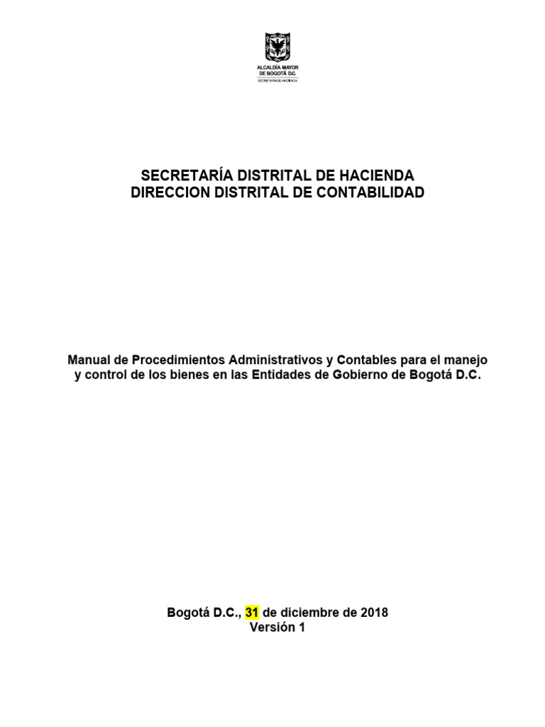 Manual de Procedimientos Administrativos | PDF | Contabilidad | Bogotá