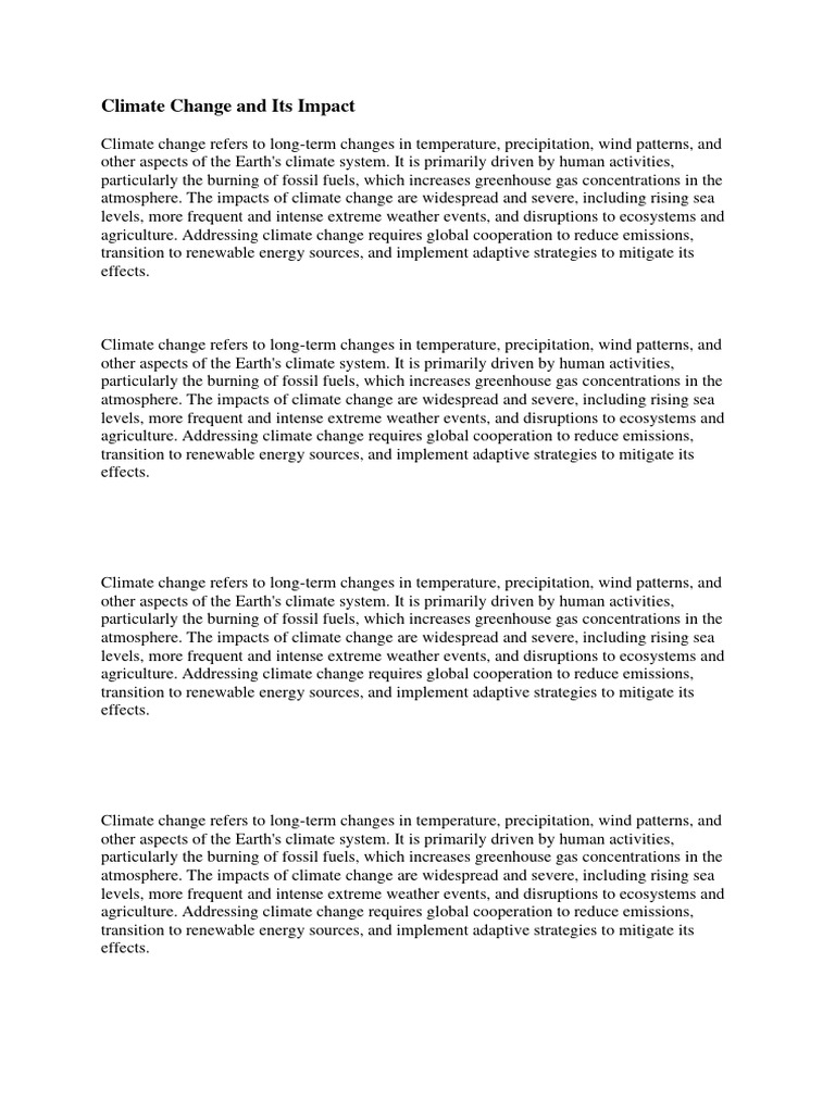 Climate Change and Its Impact | PDF | Climate Change | Climate Change ...
