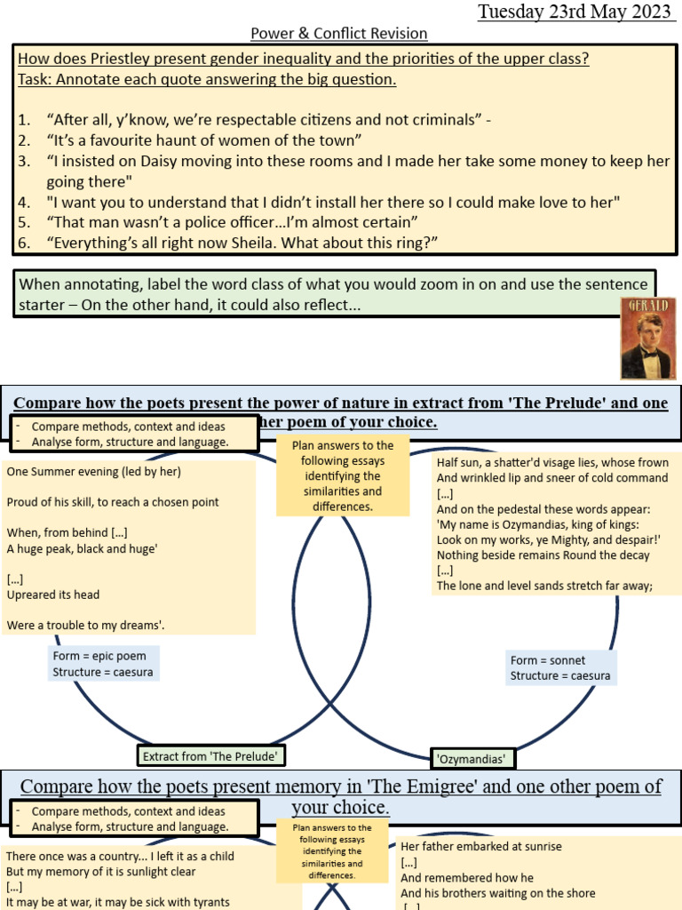 Power & Conflict Essay Planning | PDF | Poetry | Stanzaic Form
