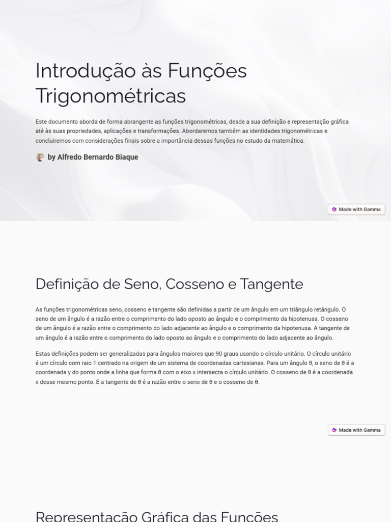 Funções Trigonométricas: Definições e Aplicações | PDF | Trigonometria ...