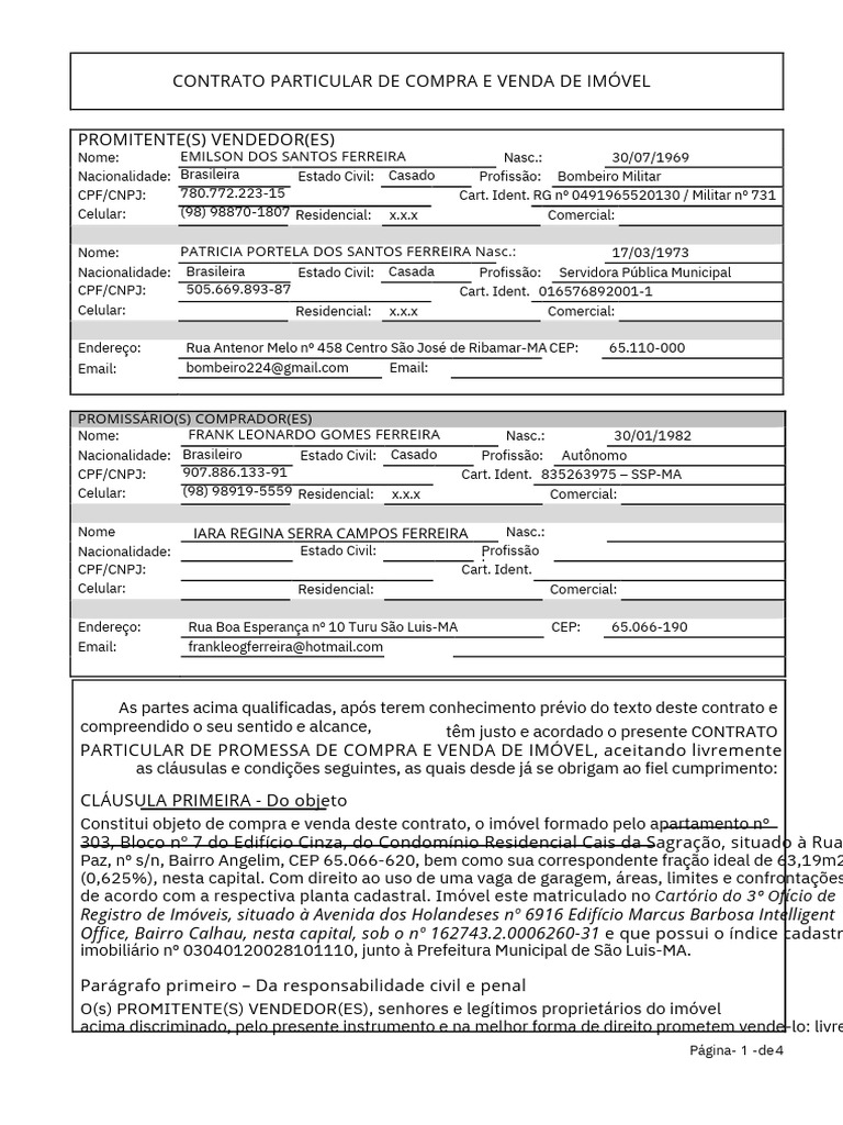 Contrato de Compra e Venda Apto Emilson X Franklin 08abr24.pdf - 20240514 - 155427 - 0000 | PDF ...
