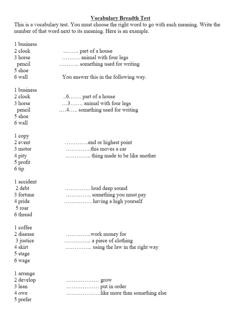 Vocabulary Level Test1 Latest Modification | PDF