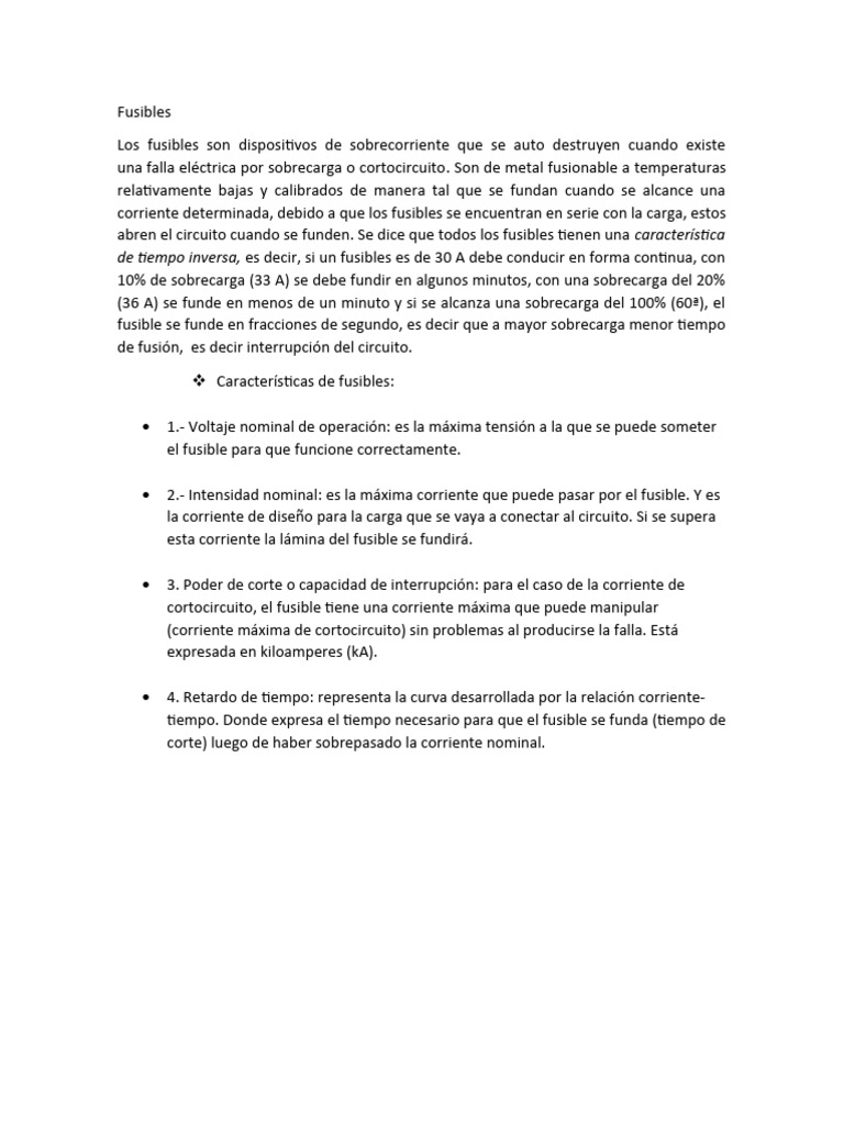Fusibles Pdf Fusible Eléctrico Corriente Eléctrica