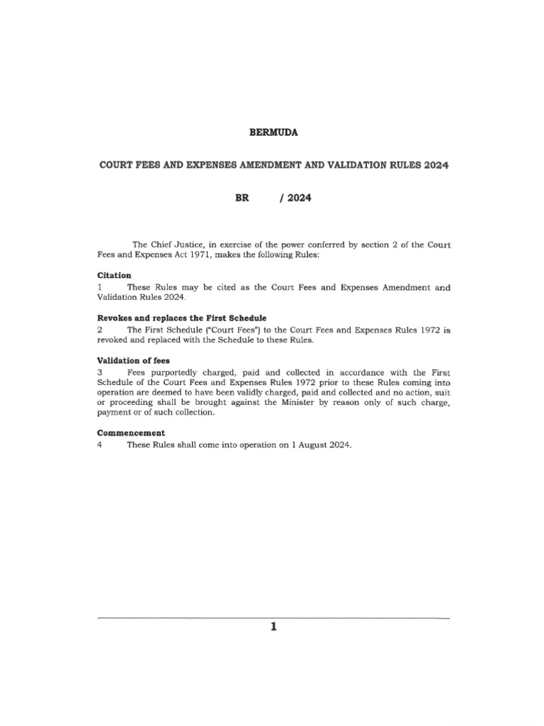 Court Fees and Expenses Amendment and Validation Rules 2024 | PDF
