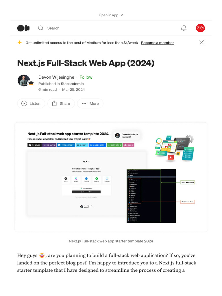 Next - Js Full-Stack Web App (2024) - by Devon Wijesinghe - Mar, 2024 - Stackademic | PDF ...