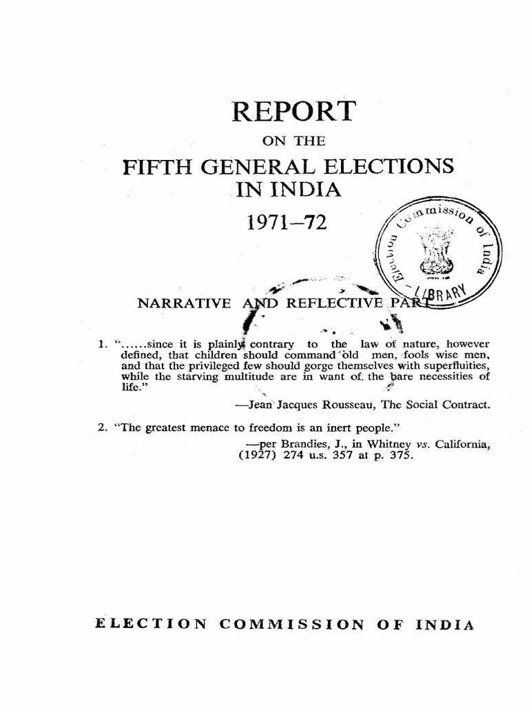 Fifth General Elections in India 1971-72 Report | PDF | Cabinet ...