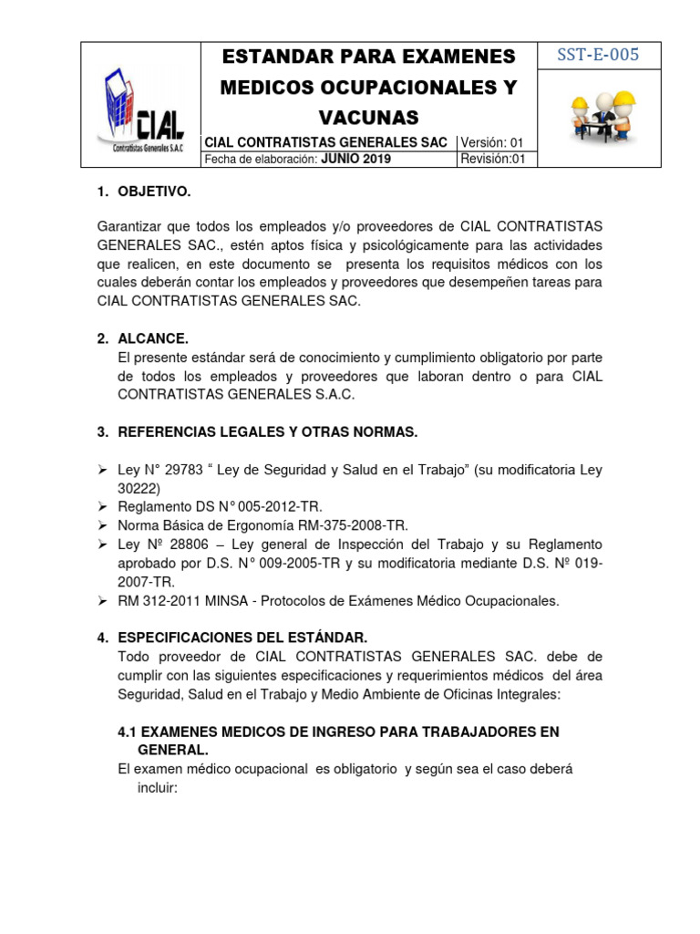 Sst-E-005 Estandar de Emo y Vacunas | PDF | Tecnología