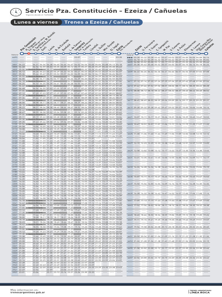 Nweb Frec Horario Plaza Constitucion - Ezeiza - Canuelas 12-02-2024 Vs 03 Hd32 Hd34 | PDF
