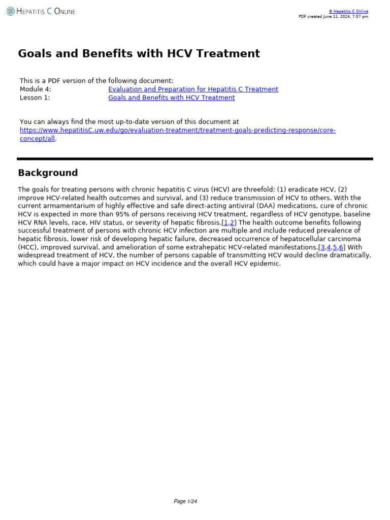 Goals Benefits HCV Treatment | Download Free PDF | Hepatitis C | Hepatitis