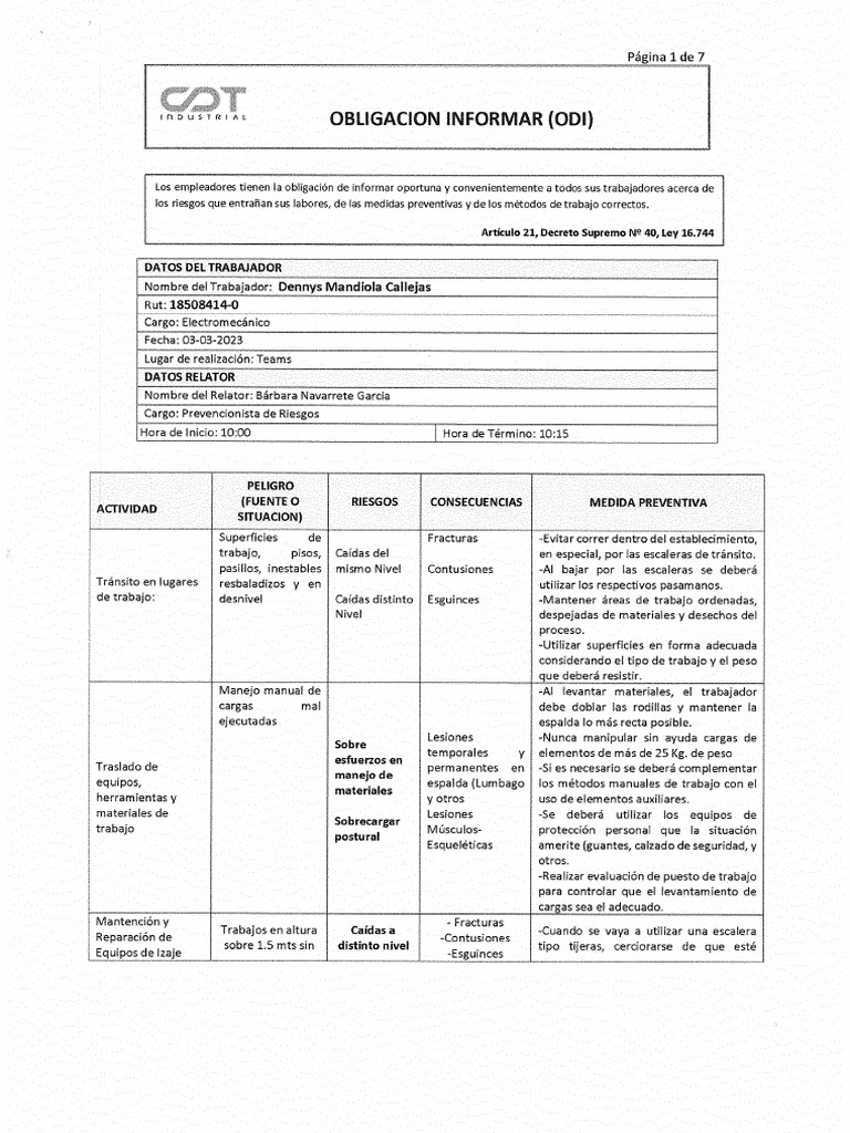 Obligacion Informar | PDF