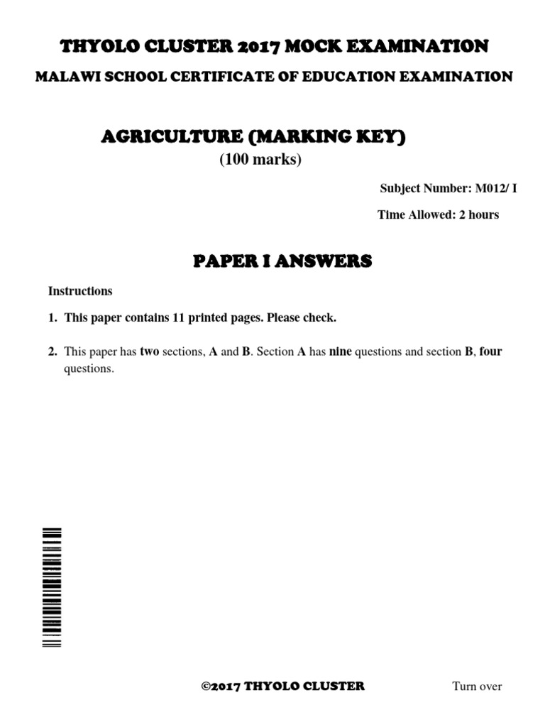 2017 Agriculture Pi Marking Key) | PDF | Crop Rotation | Agriculture