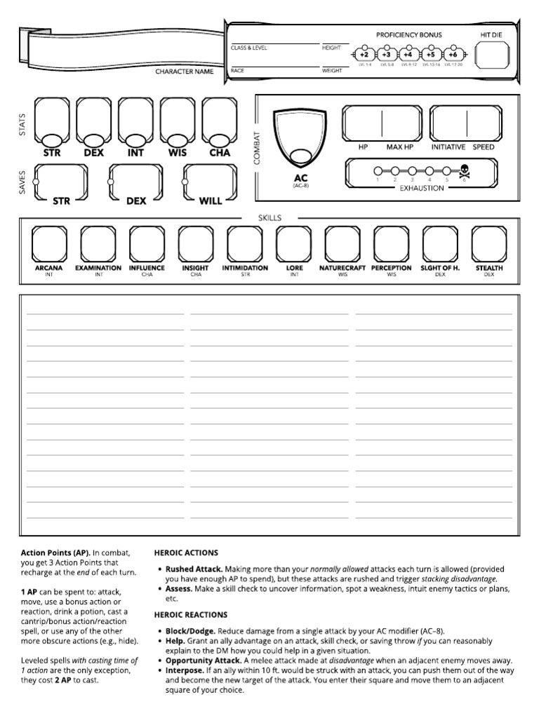 Nimble TTRPG Character Sheet Guide | PDF | Tabletop Games | Gaming