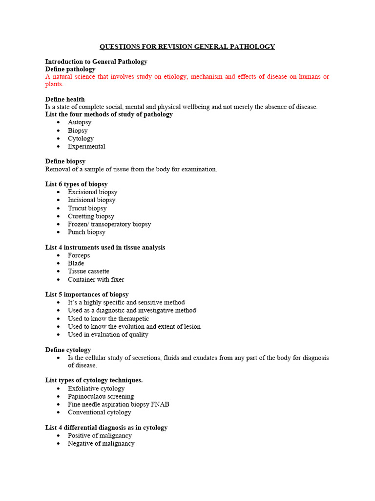 Gen Pathology Qns | PDF | Biopsy | Inflammation