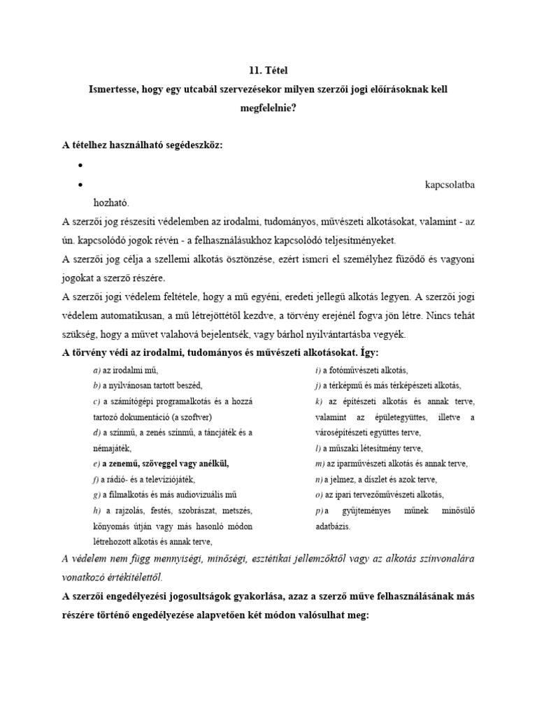 Szakmai Vizsga - 11. Tétel | PDF