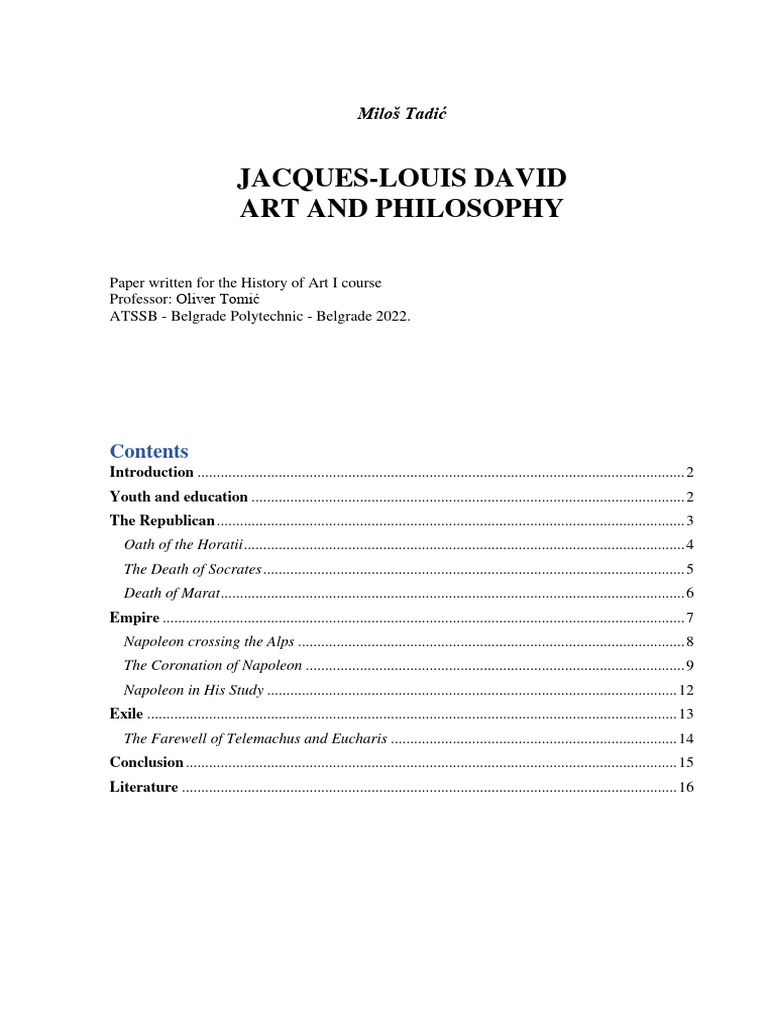 Jacques Louis David Art and Philosophy | PDF | Napoleon | Maximilien ...