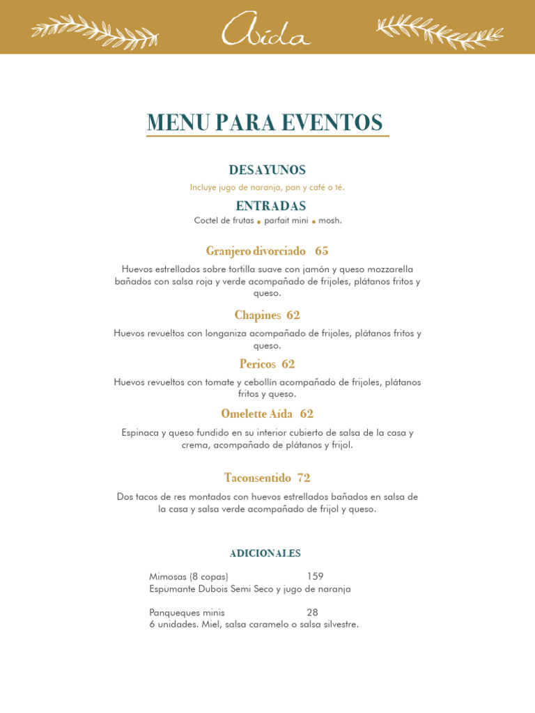MENÚ EVENTOS ZONA 10 - Junio | PDF | Postres | Queso
