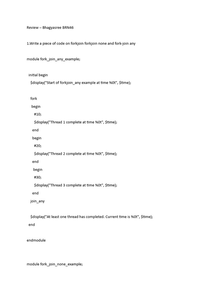 SystemVerilog Fork-Join and Semaphore Examples | PDF | Teaching Methods ...