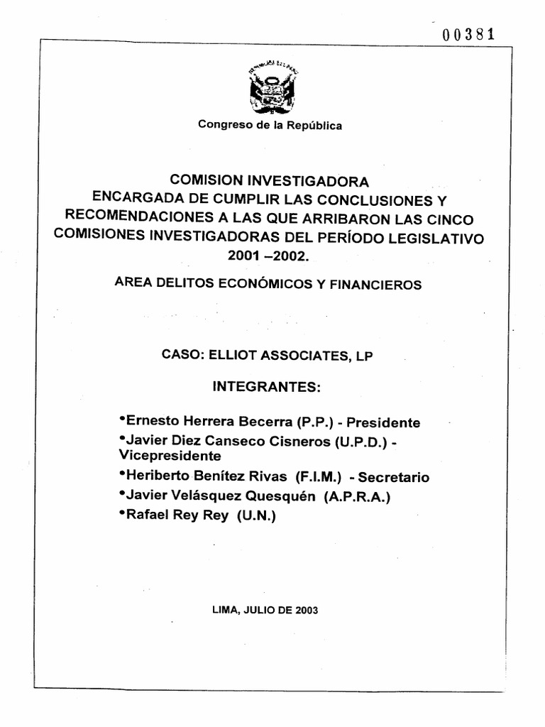 Caso Elliot Associates LLP Tomo I | PDF