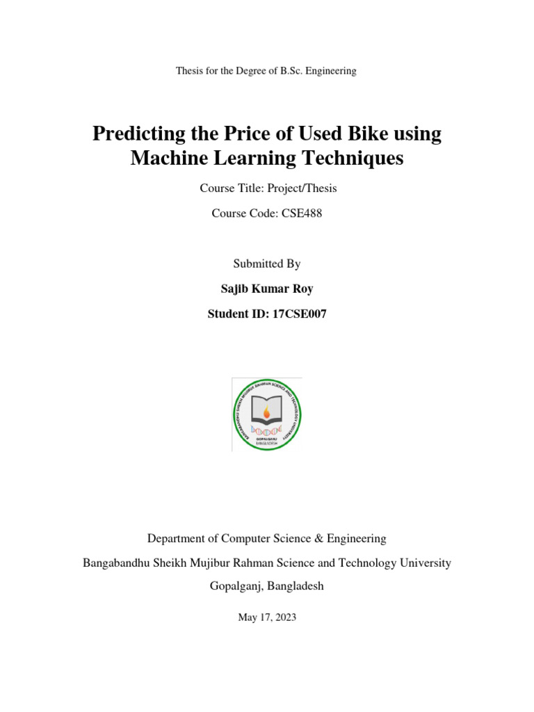 Thesis-Machine-Learning | PDF | Machine Learning | Mean Squared Error