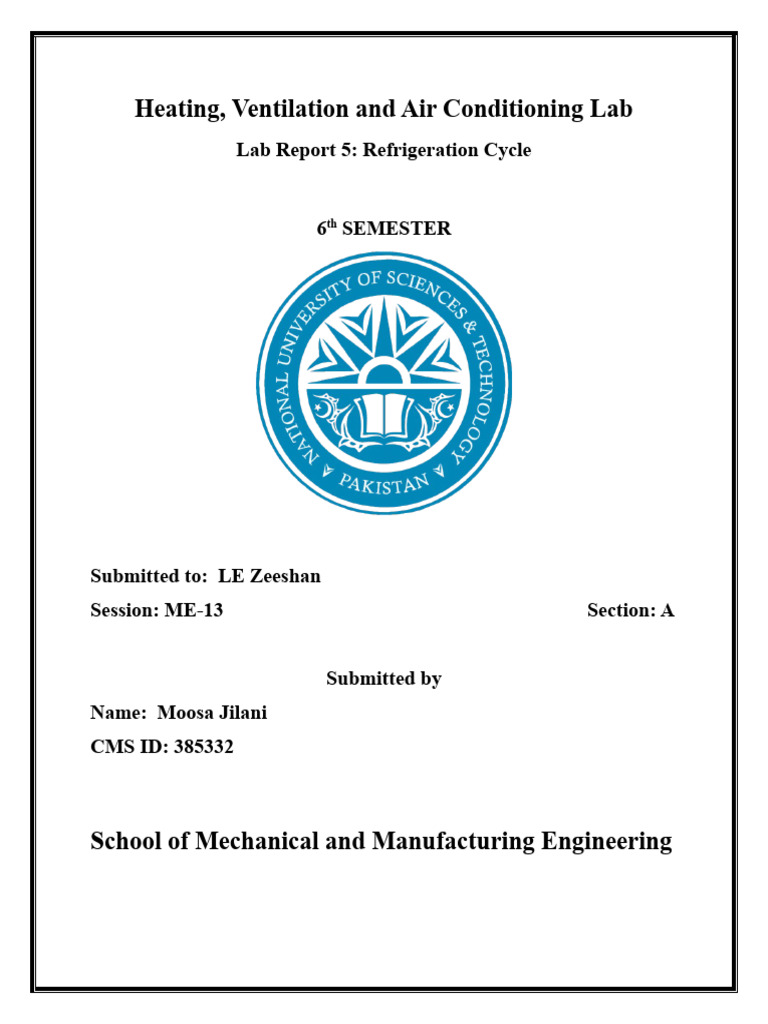 Lab 5-Refrigeration Cycle | PDF | Refrigeration | Heat
