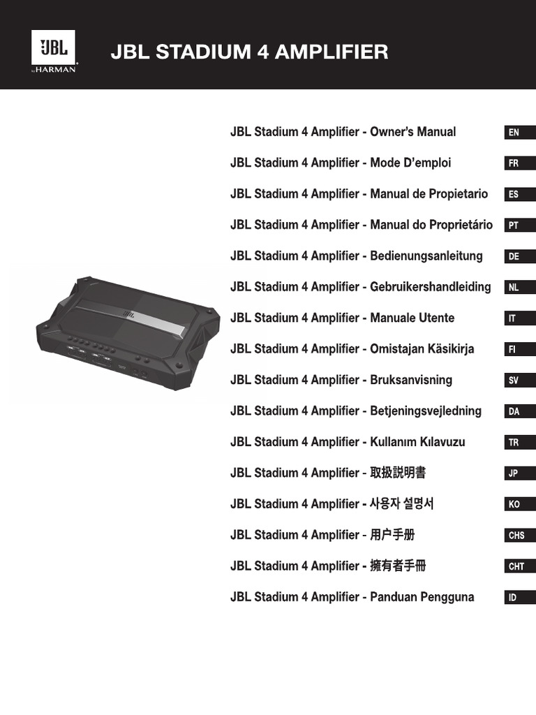 JBL Stadium 4 Amplifier Owners Manual Multilingual | PDF