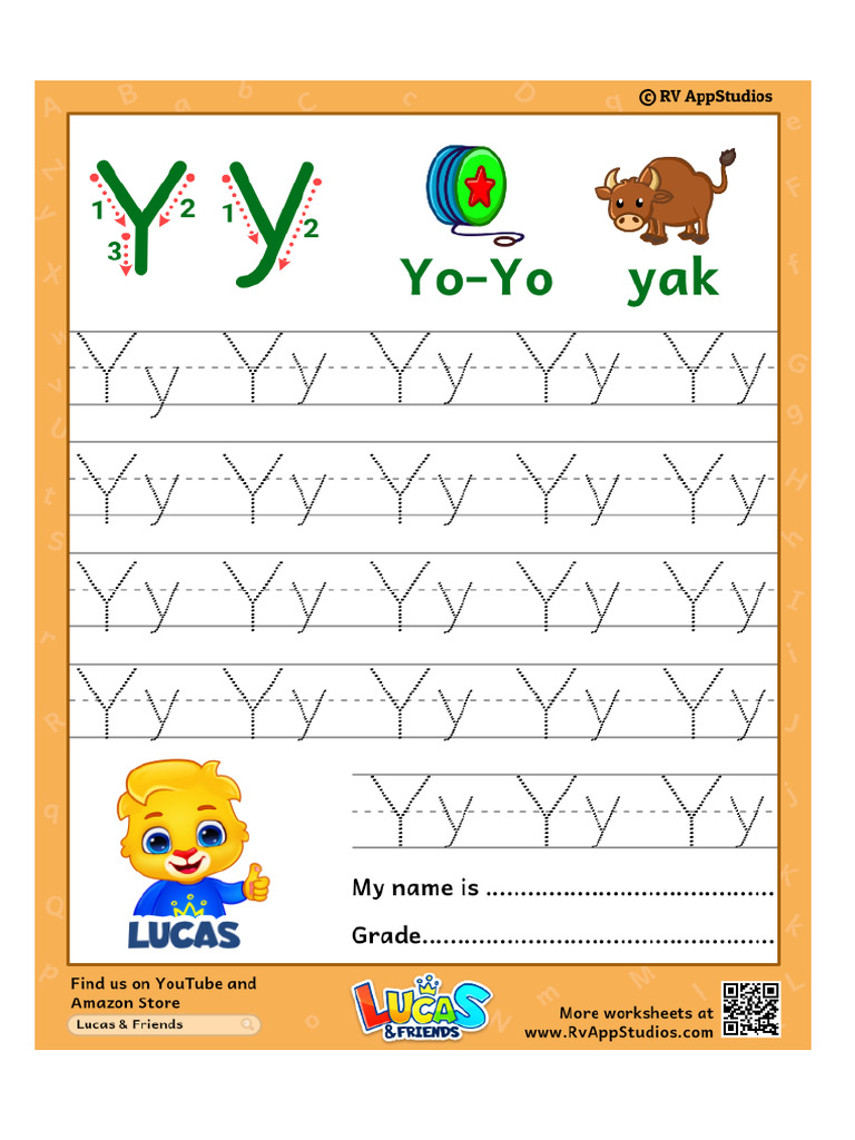 268 Free Printable Worksheets For Kids Alphabet Letter Yy Tracing | PDF