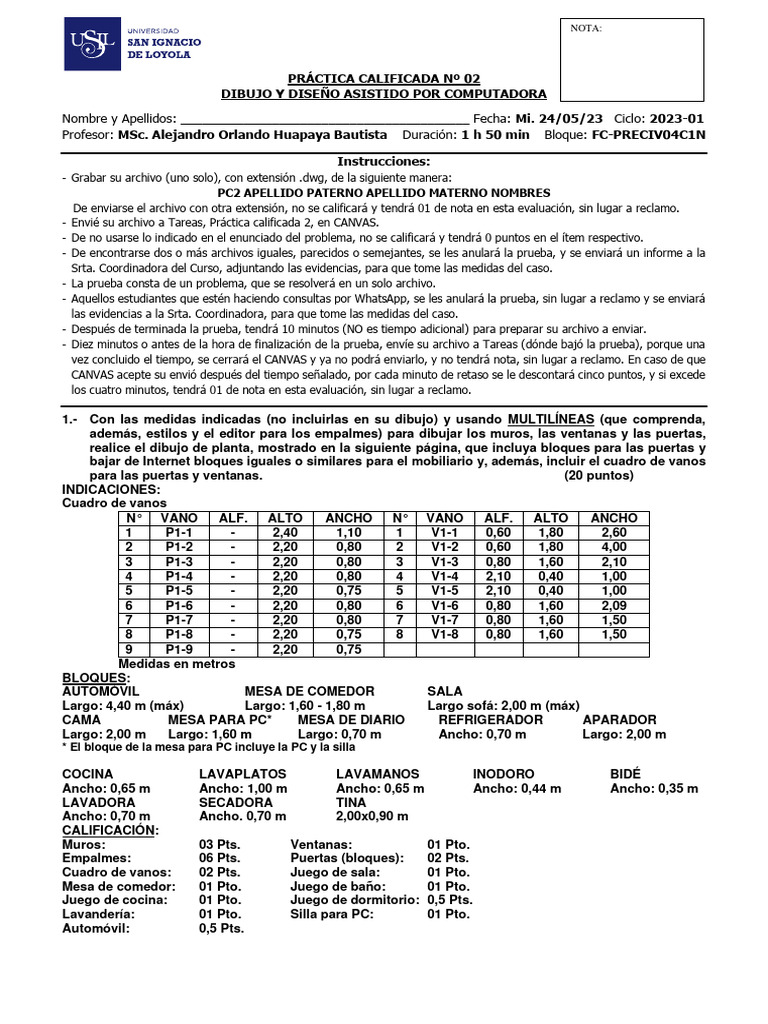 PC2 Dibujo y Diseño Asistido Por Computadora-HUAPAYA 24-05-23 | PDF