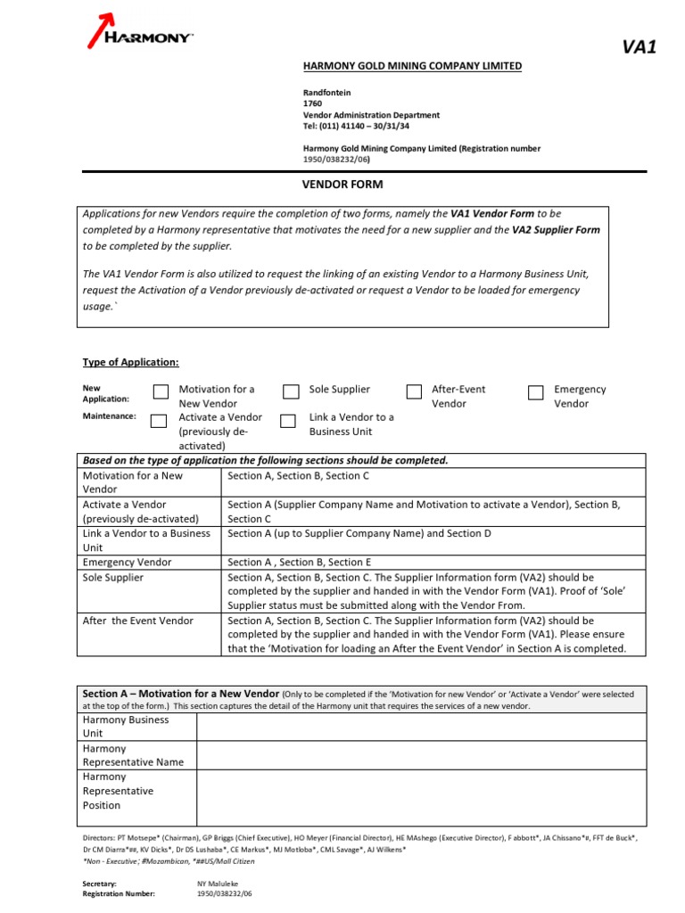 Harmony VA1 | PDF | Mining | Industries