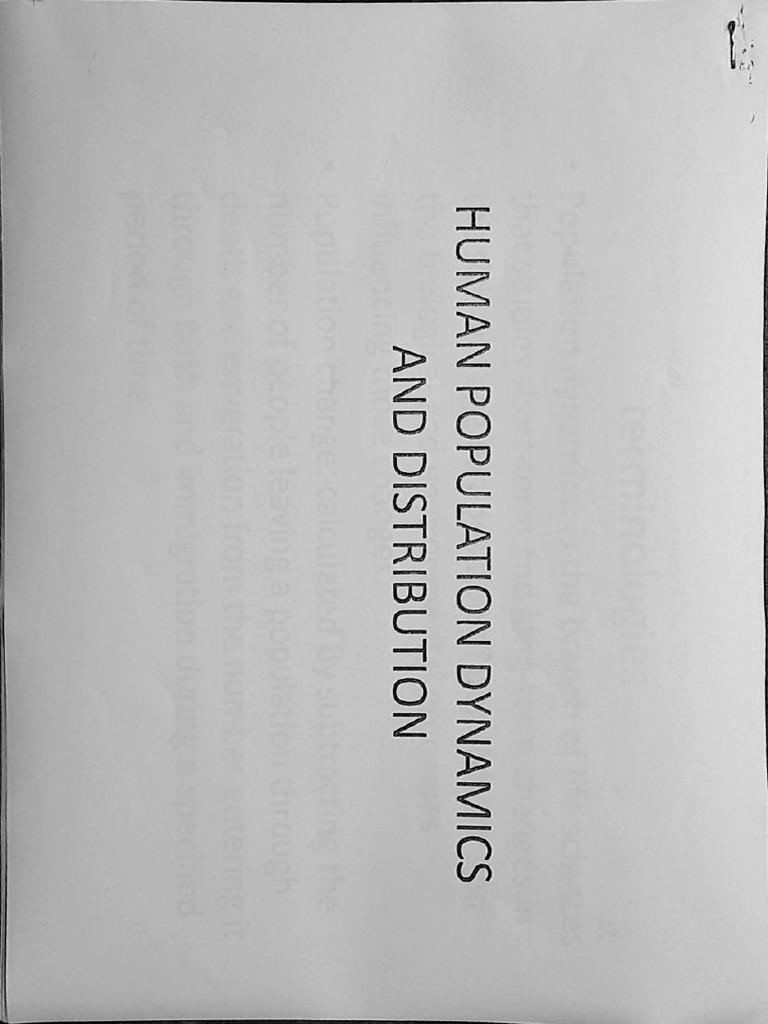 Human Population Dynamics and Distribution Students Notes | PDF