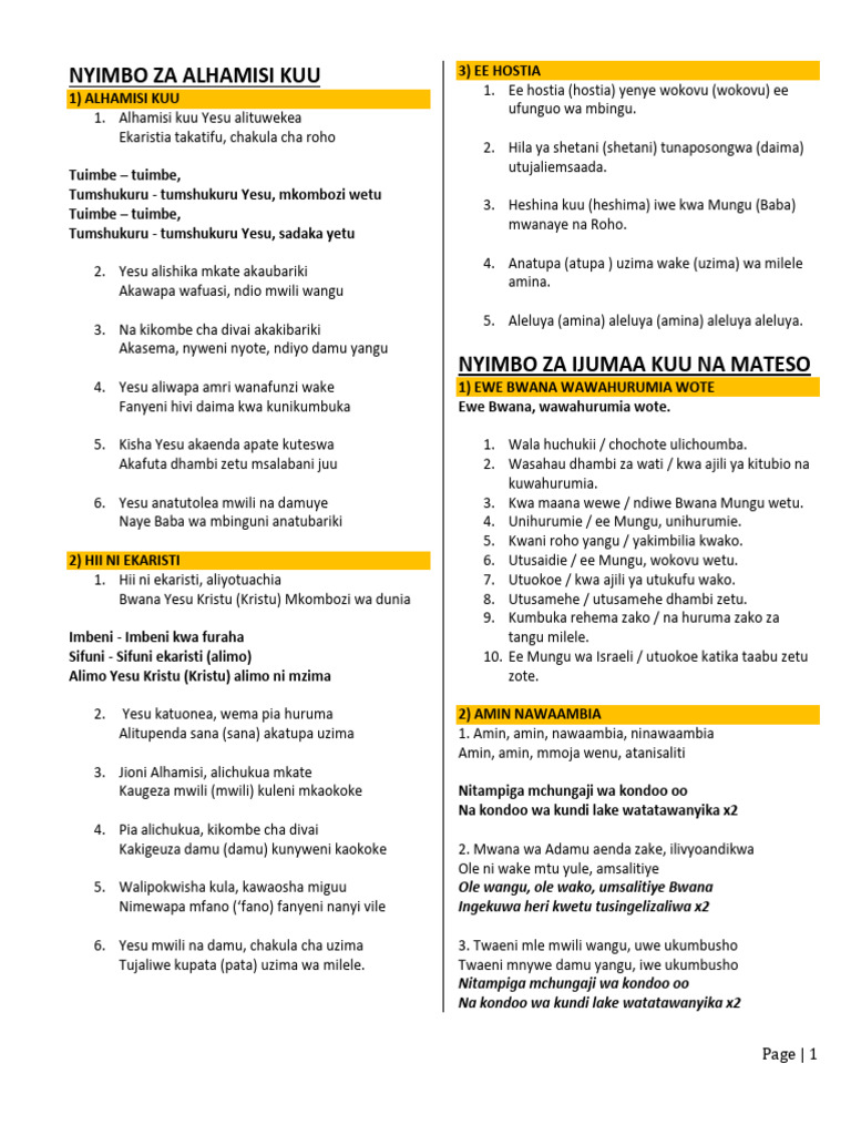 Ijumaa Kuu Songs | PDF