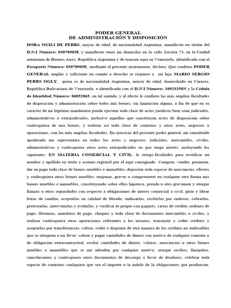 Poder General de Administracion | PDF | Bancos | Pagos
