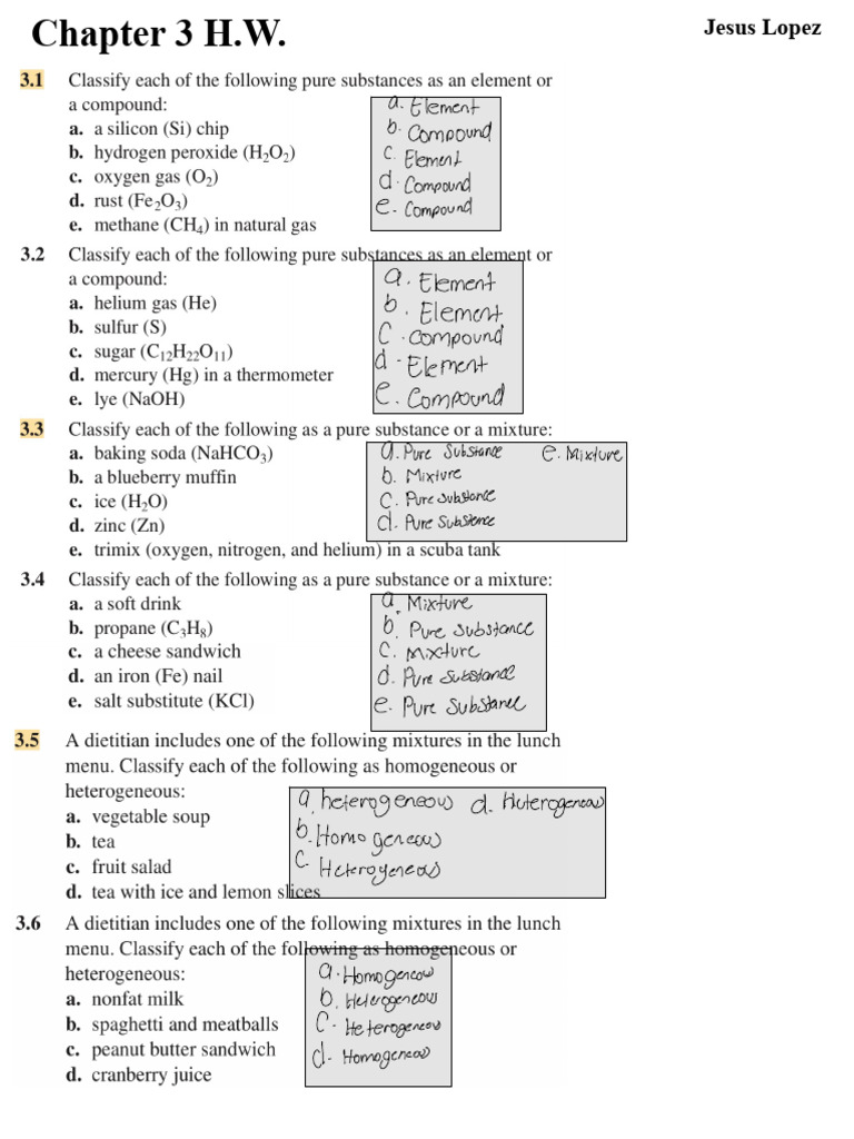 Chem HW CH3 Jesus L | PDF | Mixture | Chemical Substances