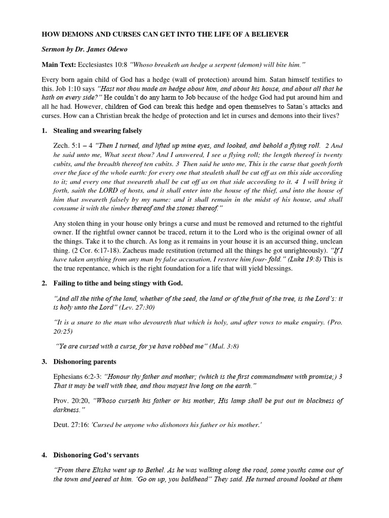 How Demons and Curses Can Get Into The Life of A Believer | PDF ...