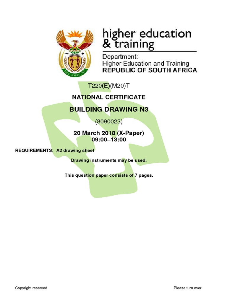 Building Drawing N3 Exam Paper | PDF | Wall | Roof