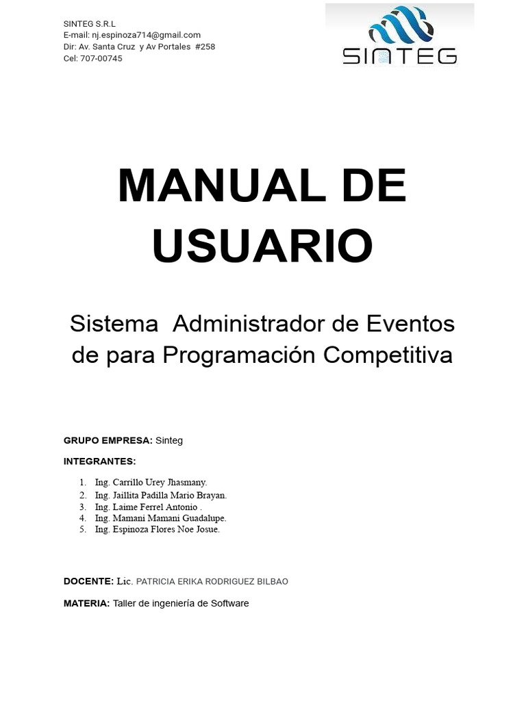 Manual de Usuario: Sistema Sinteg | PDF | Usuario (informática) | Internet