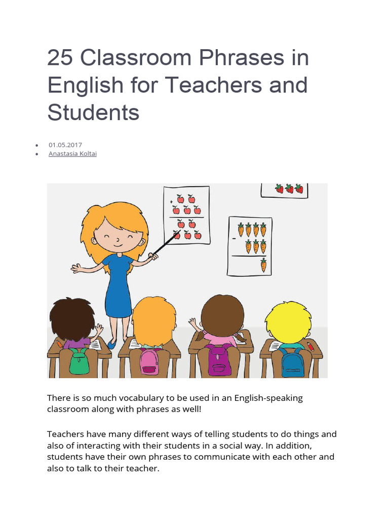 25 Classroom Phrases in English For Teachers and Students | PDF | Lunch ...