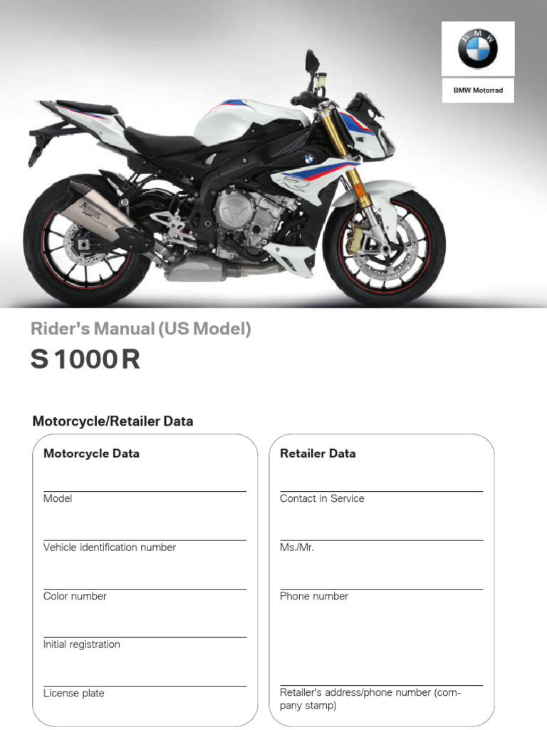 Rider's Manual (US Model) : BMW Motorrad | PDF | Information | Motorcycle
