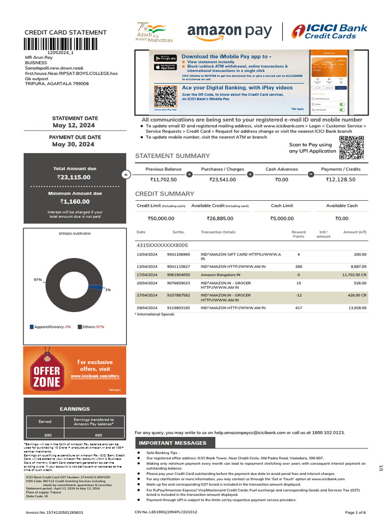Passbookstmt 1718012019237 | PDF | Credit Card | Interest